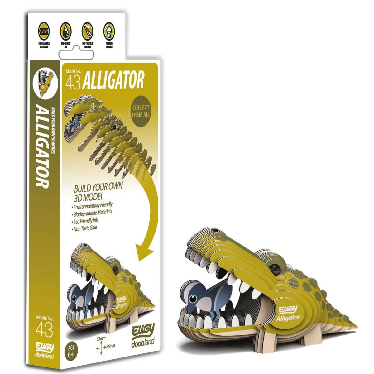 EUGY Build Your Own 3D Model - Alligator - Gifts For Him | Gifts For Her