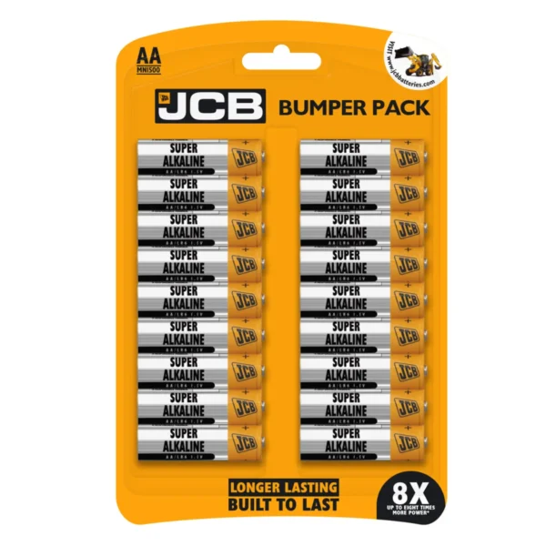 JCB AA Alkaline Batteries - Bumper Pack of 18 | JCB Batteries